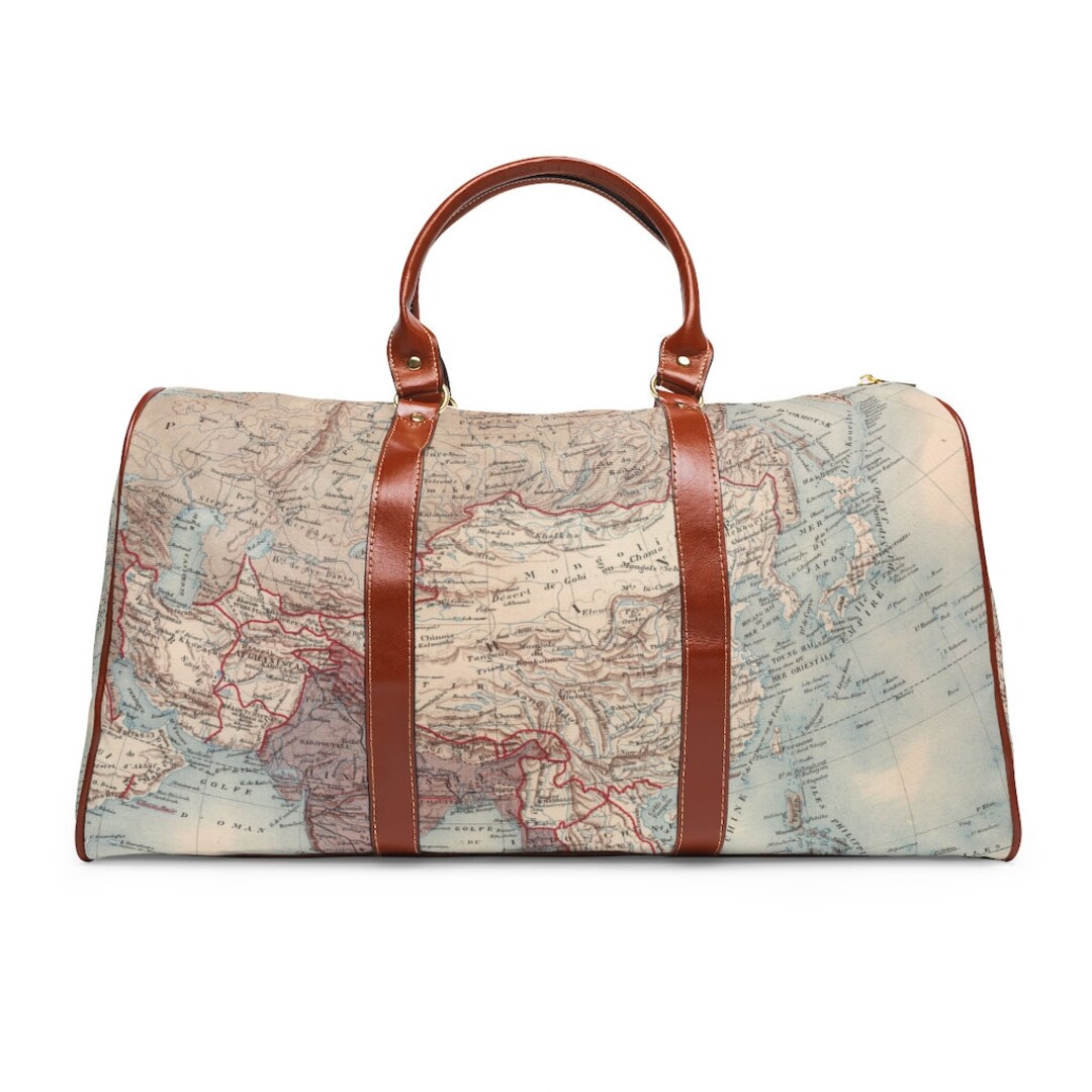 Vintage World Map Duffel Bag: Waterproof PU Leather Travel Bag - Etsy