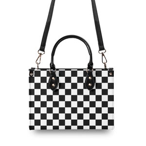 Checkered Purse. Trendy Handbag, Waterproof PU Leather Handbag, Top ...