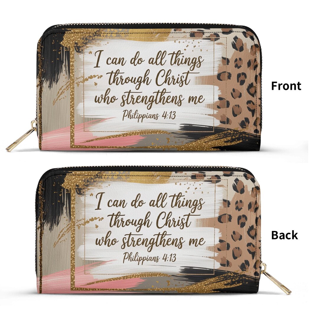 Philippians 4:13 Leopard | Christian Vegan Leather Wallet. - Etsy