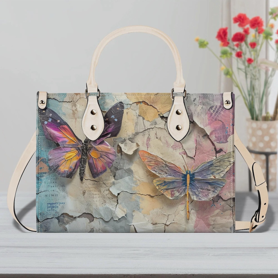 Artisan Butterfly Handbag: Colorful Vegan Leather Crossbody Bag - Etsy