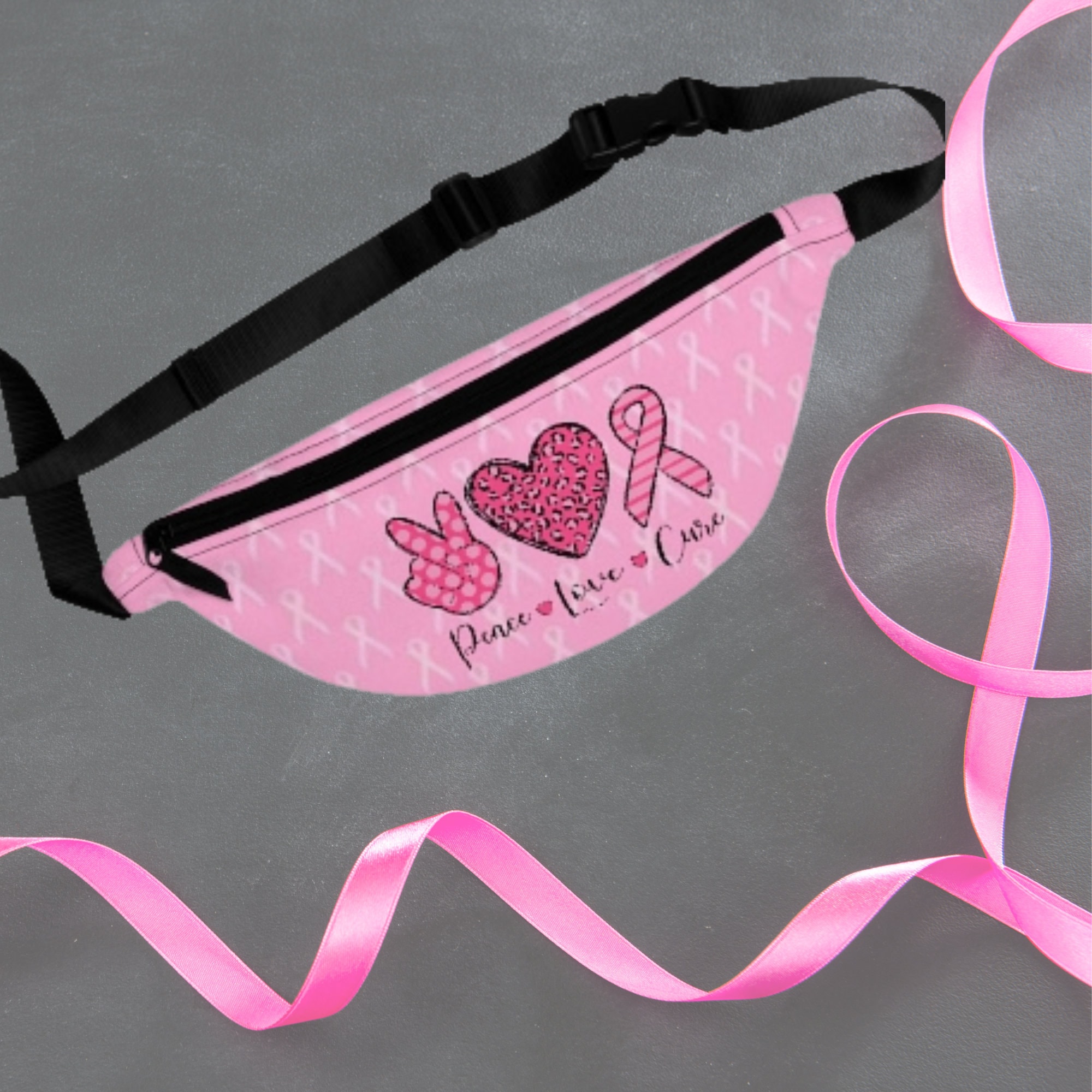 Peace Love Cure Fanny Pack. Breast Cancer Awareness Fanny - Etsy