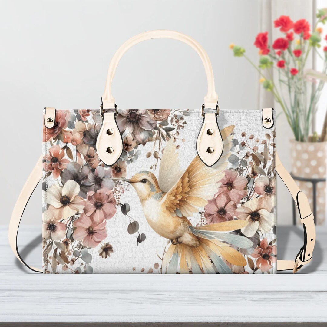Hummingbird Garden Tote Handbag. Colorful Handbag, Waterproof PU ...