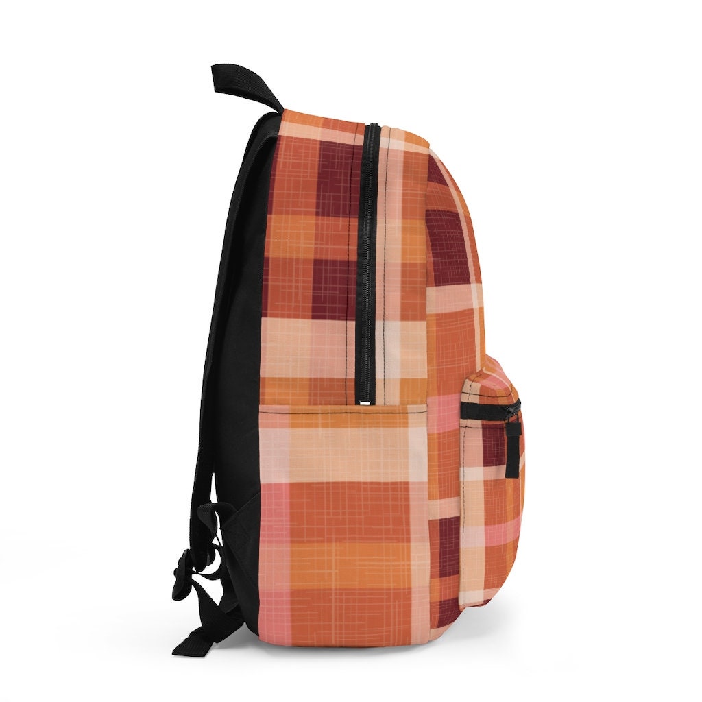Peach Plaid Backpack. Plaid Backpack With Inside Laptop Pocket. - Etsy
