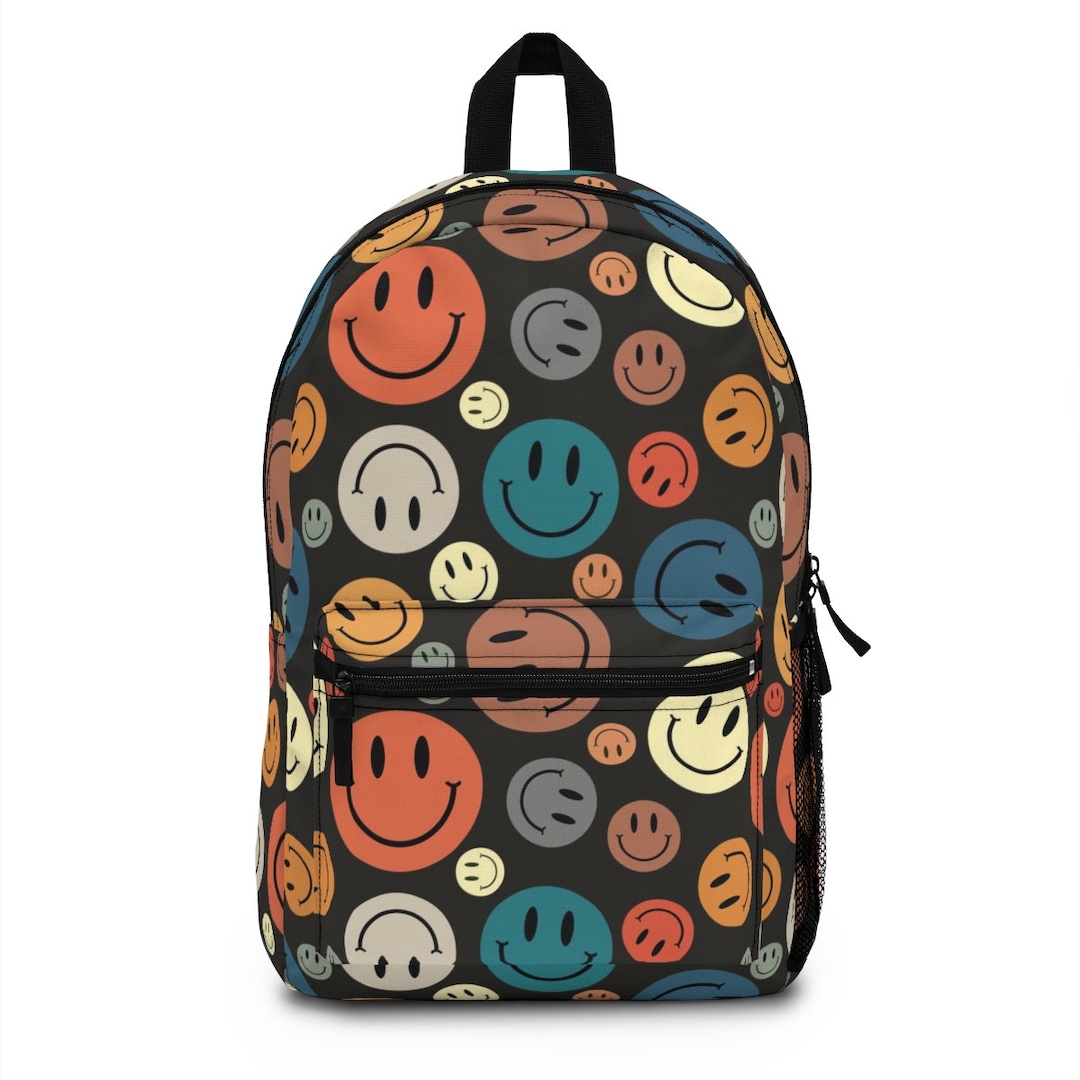 Vintage Smiley Face Backpack. Bookbag With Padded Back. Light Weight ...
