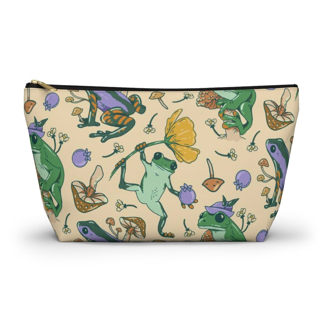 Cottagecore Frog Accessory Pouch W T-bottom. Make-up Bag. Frog Cosmetic ...
