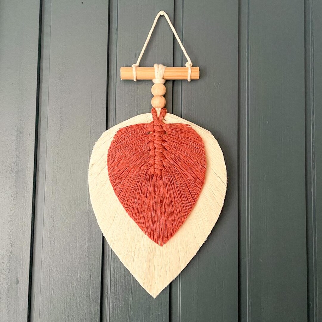 Macramé Leaf Hanging for Minimalist and Cozy Home Décor, Feather Fiber ...