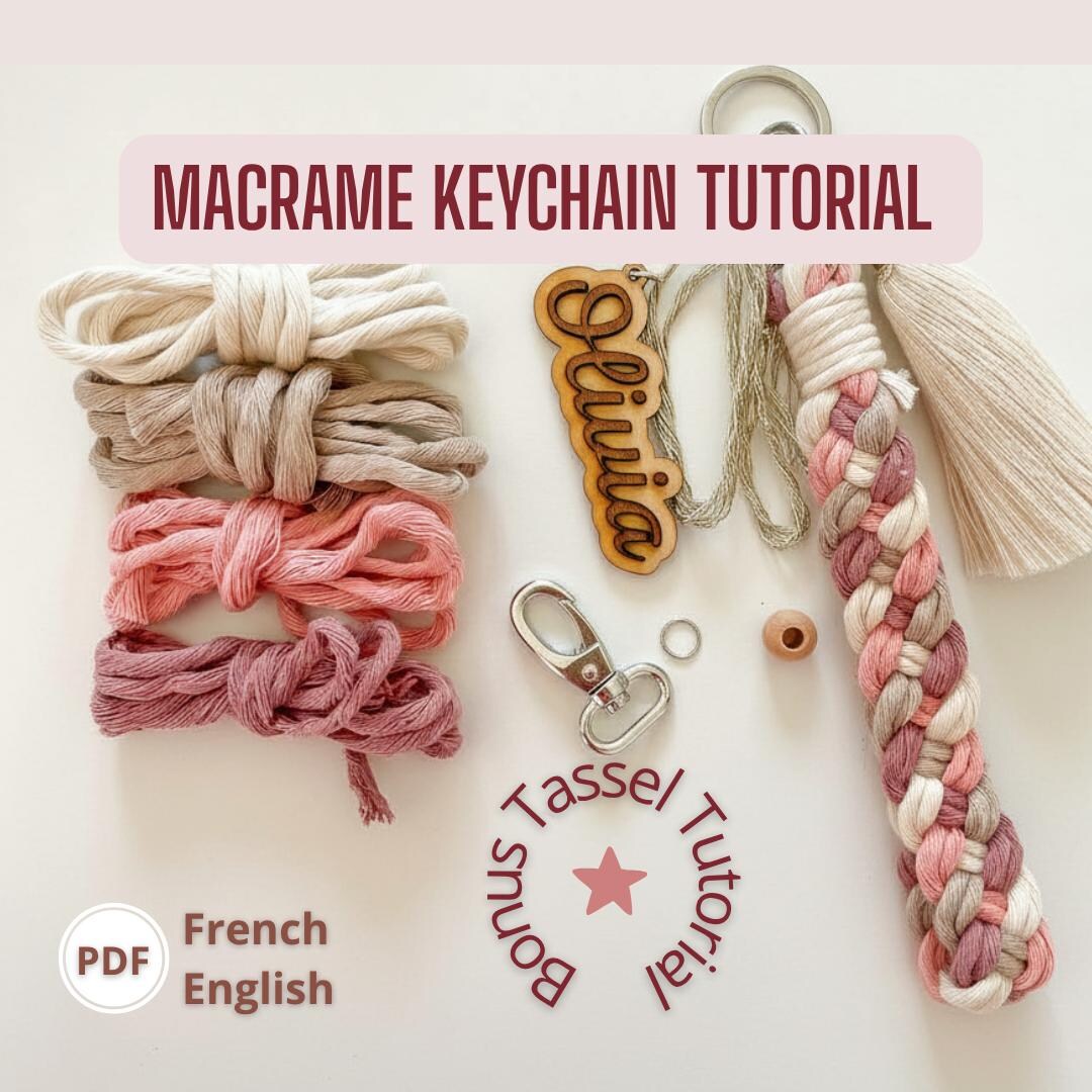 Tutorial DIY Macrame Braided Keychain Pattern, PDF in English and ...