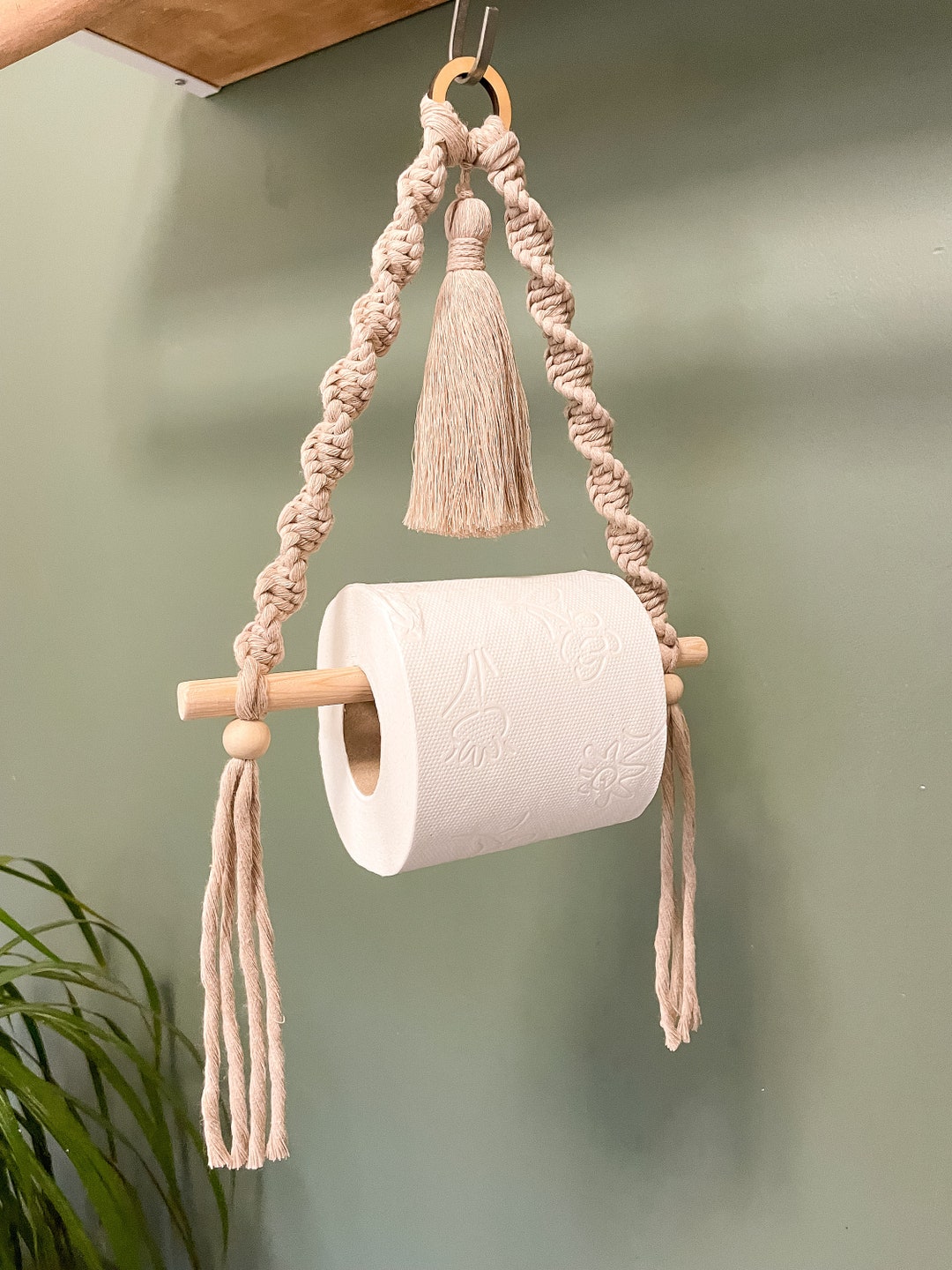 Macrame Rope Toilet Paper Holder Hanging Wall Bathroom Storage Toilet ...