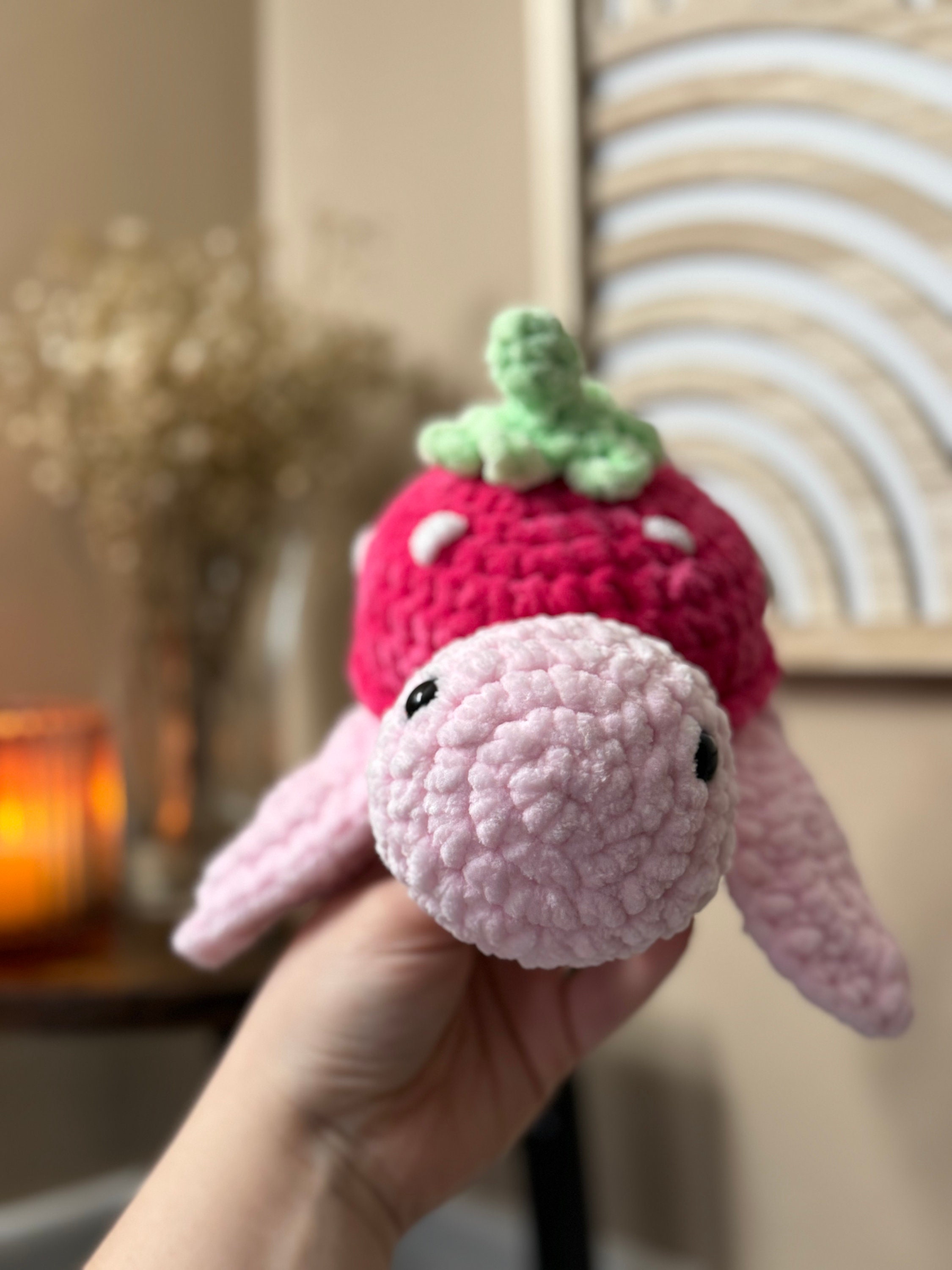 Crochet Strawberry Turtle, Strawberry Turtle Plushie, Amigurumi ...