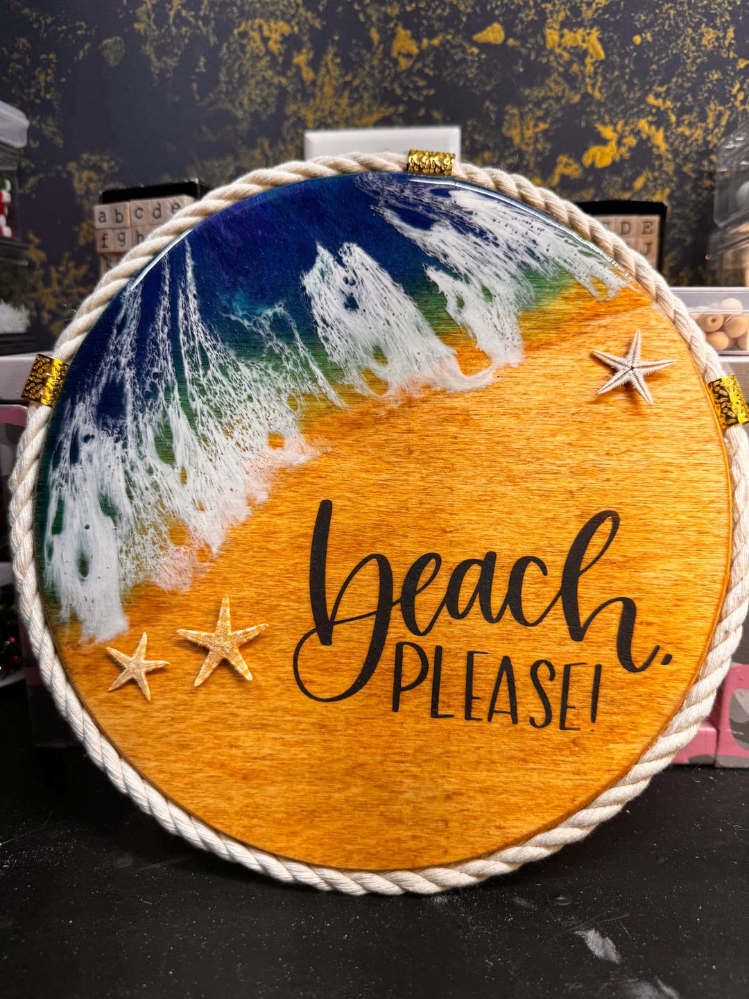 9 Round Wood Beach Themed Sign Beach Please. Hanger. - Etsy