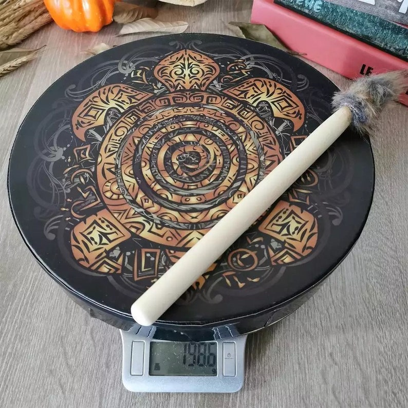 Tambor chamánico vegano con fuego de tótem de tortuga - Etsy España
