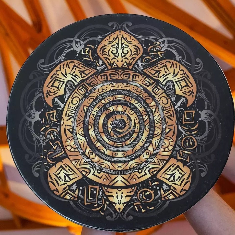 Tambor chamánico vegano con fuego de tótem de tortuga - Etsy España