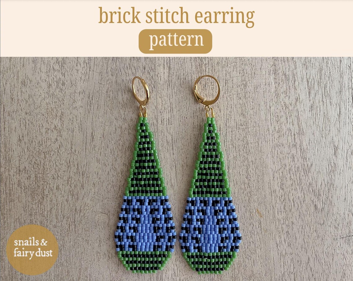 Rhiannon Teardrop Shaped Triple Brick Stitch Fringe Earring Pattern ...