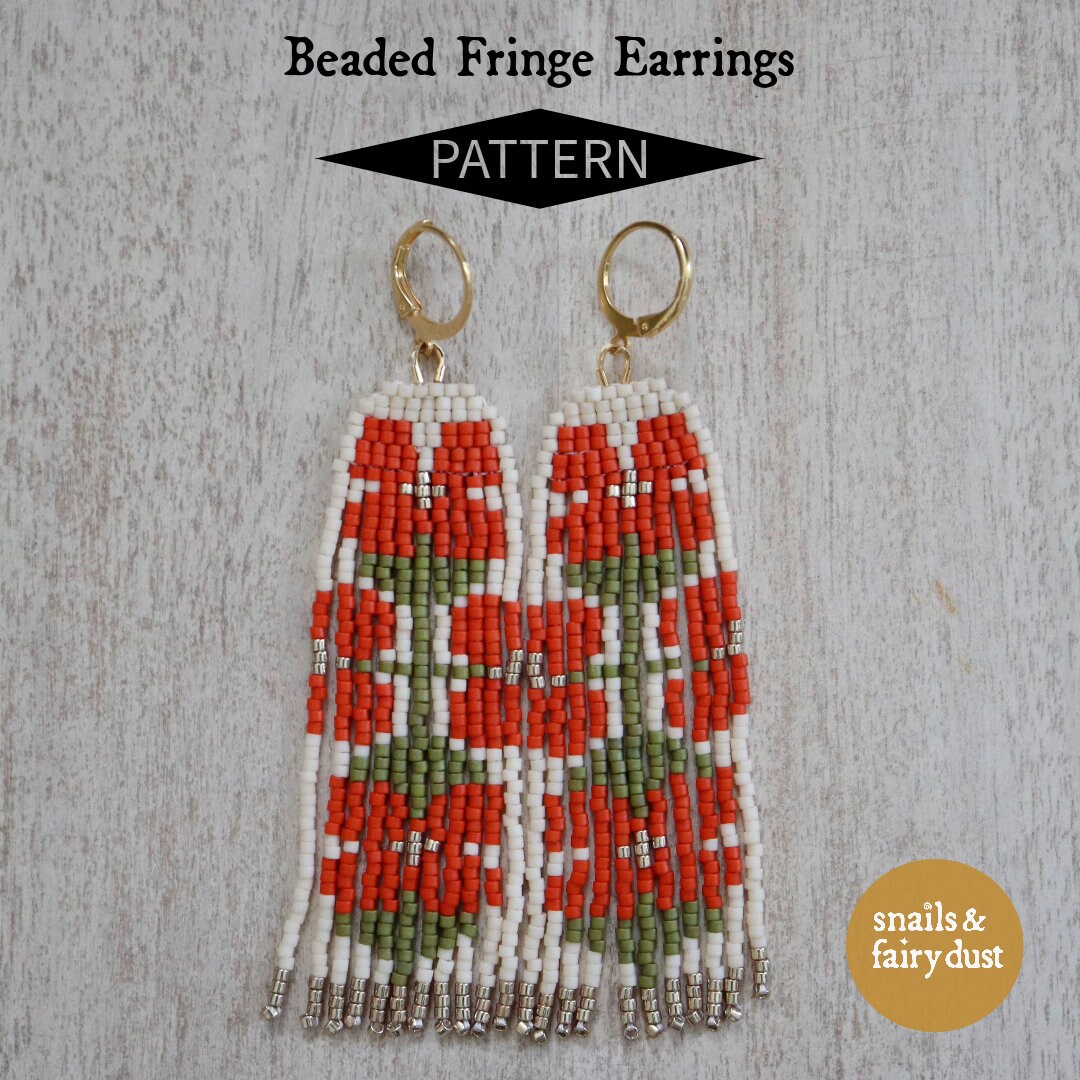 Seed Bead Patterns Beading Patterns Beaded Fringe Earrings PDF Digital ...