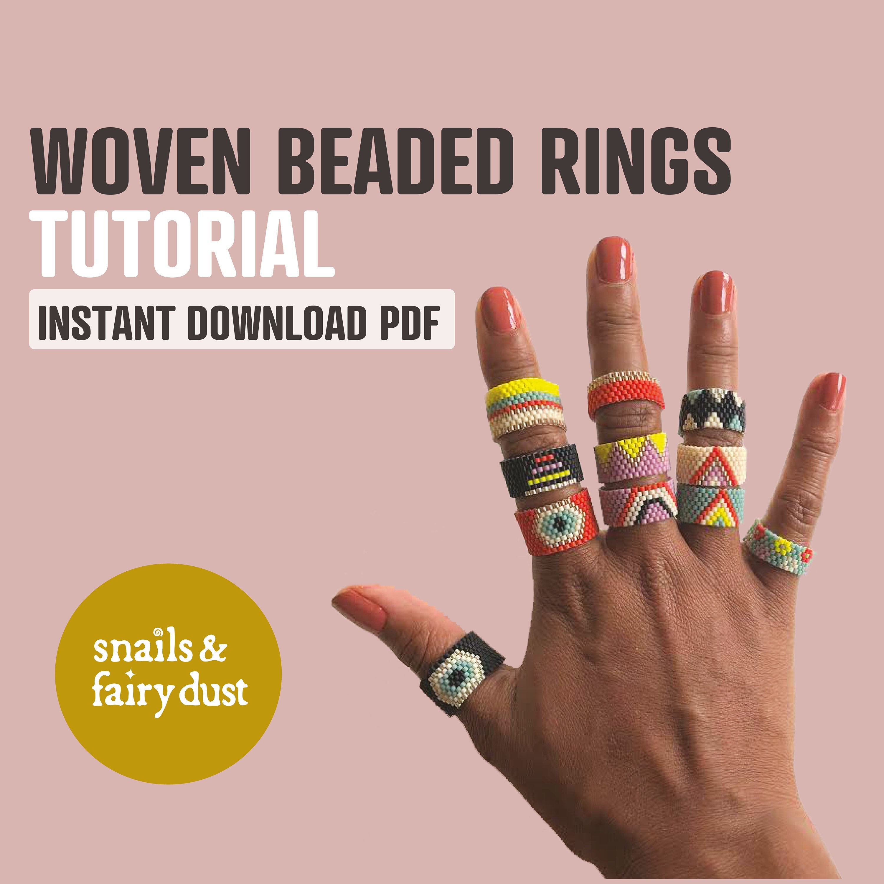 Beaded Ring Tutorial Beading Instructions Beaded Ring Pattern Digital Download Beading Tutorials ...