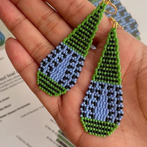 Rhiannon Teardrop Shaped Triple Brick Stitch Fringe Earring Pattern ...