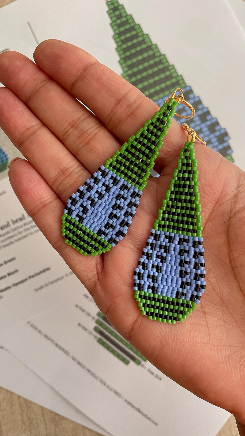Rhiannon Teardrop Shaped Triple Brick Stitch Fringe Earring Pattern ...