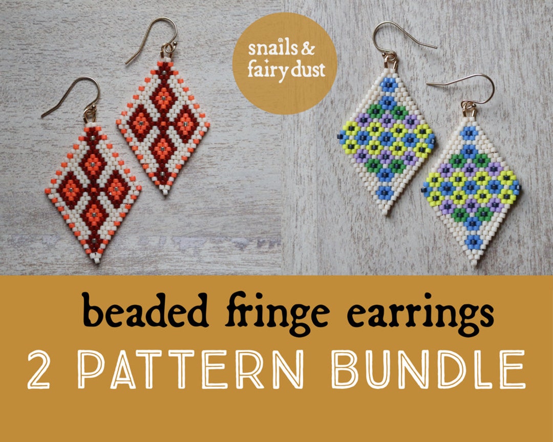Diamond Shaped Seed Bead Brick Stitch Earrings 2 Pattern Bundle Instant ...