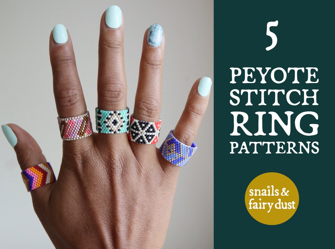Peyote Stitch Ring Pattern Bundle, 5 Beaded Ring Pattern, Odd Count ...