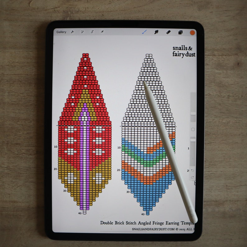 Beaded Earring Template for Procreate or Print Double Brick Stitch ...