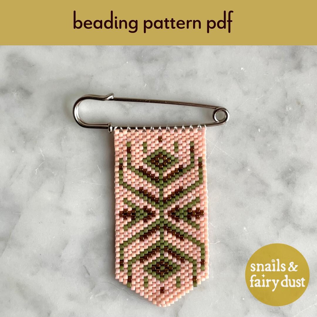 Beaded Charm Pin Brooch Peyote Stitch, Instant Download PDF, Bag Charm ...