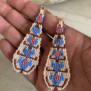 Jora Teardrop Shaped Triple Brick Stitch Fringe Earring Pattern, DIY ...