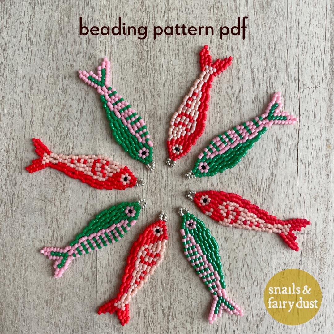 One Fish, Two Fish - Beaded Fish Earring Pattern, Seed Bead Earring Pattern, Instant Download ...