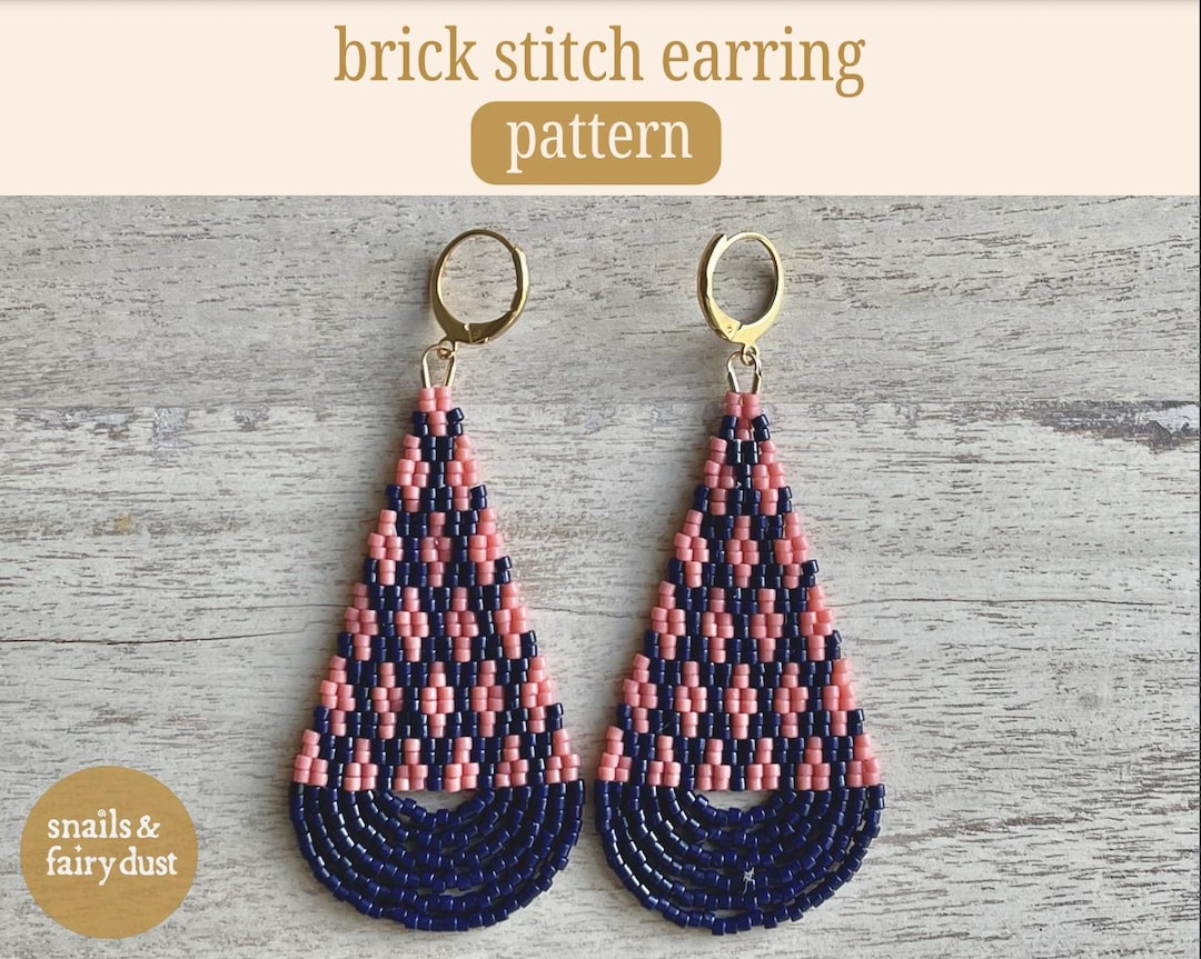Blueberry Hill Brick Stitch Beaded Earring Pattern, Delica Beading ...