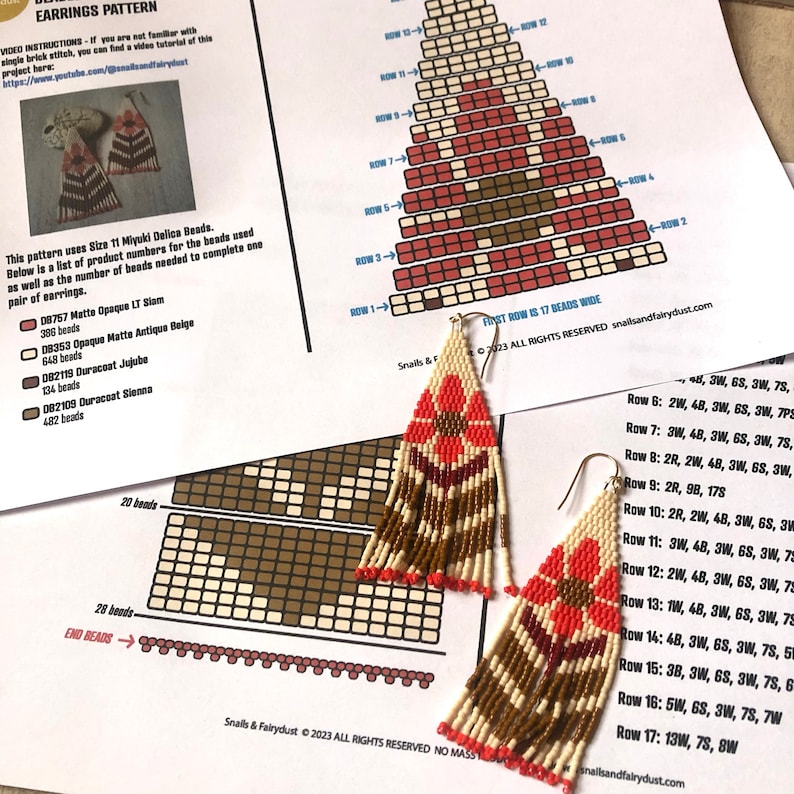 Seed Bead Patterns Beading Patterns Beaded Fringe Earrings - Etsy