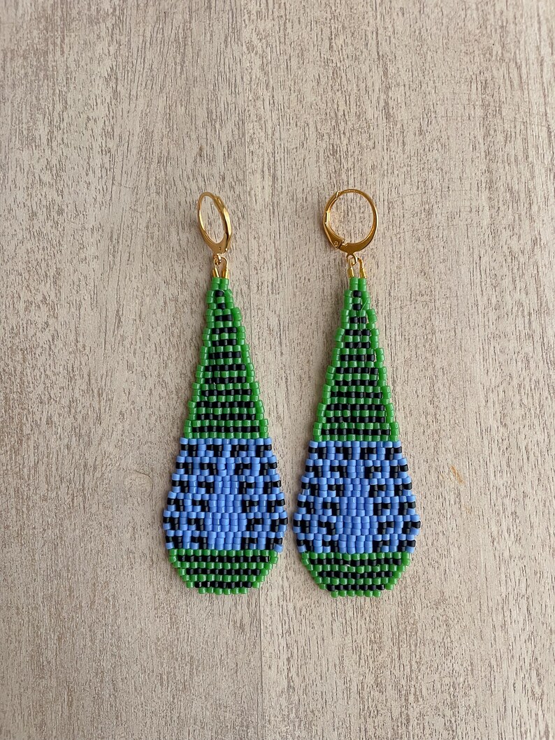 Rhiannon Teardrop Shaped Triple Brick Stitch Fringe Earring Pattern ...