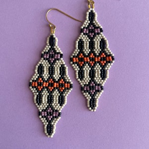 Aurora Rising Diamond Shape Brick Stitch Earring Pattern, Miyuki ...