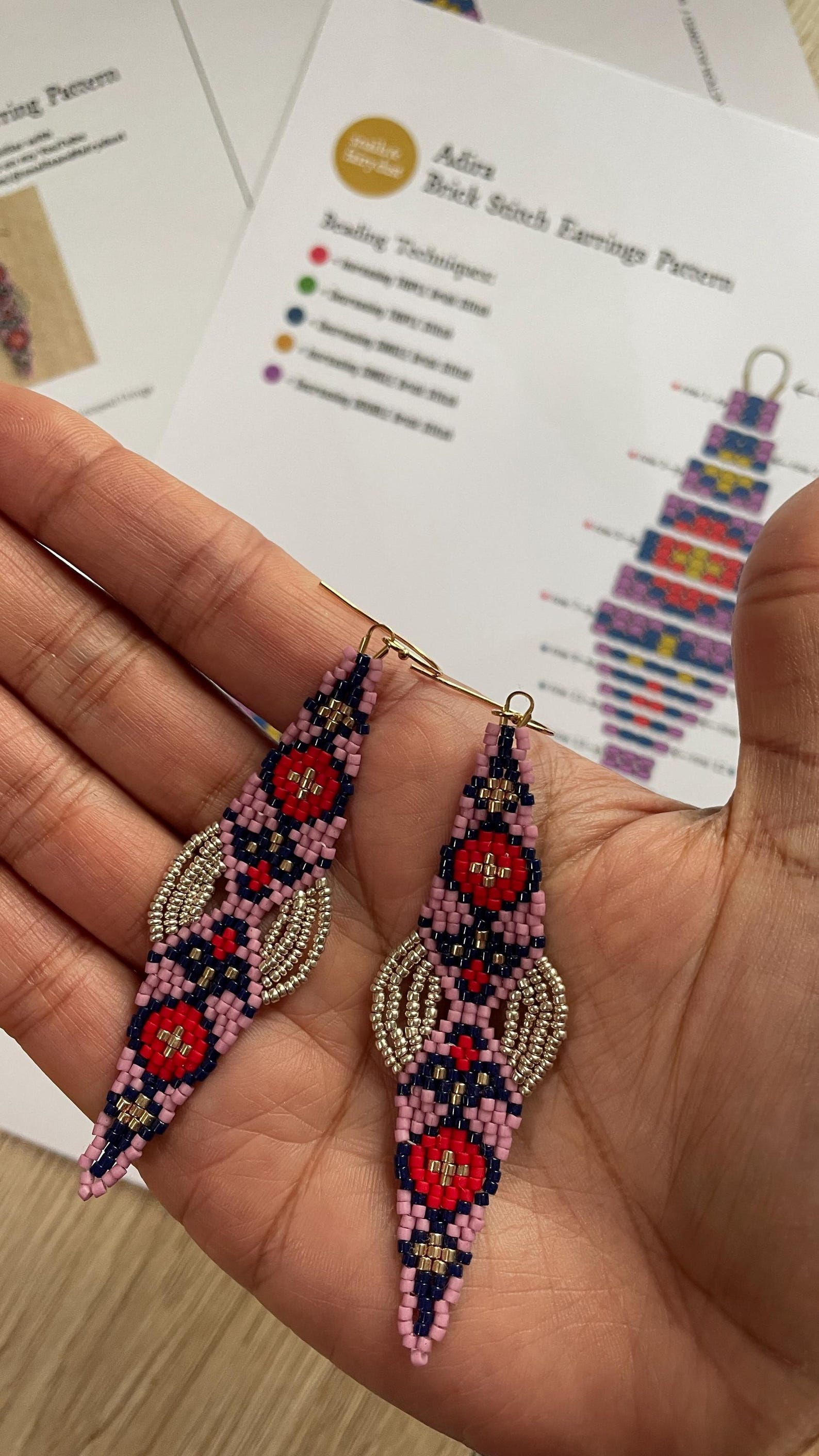 Deva - Brick Stitch Earring Pattern Instant Digital Download PDF - Etsy