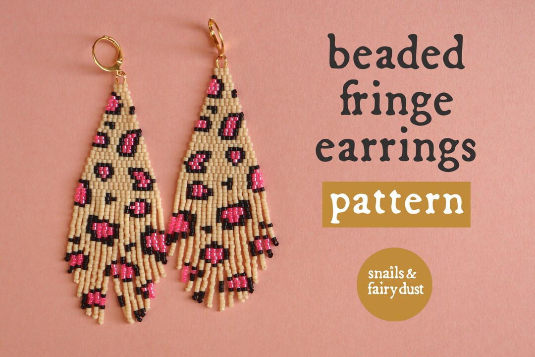 Leopard Print Beaded Earrings Pattern, Beaded Fringe Earrings Pattern ...