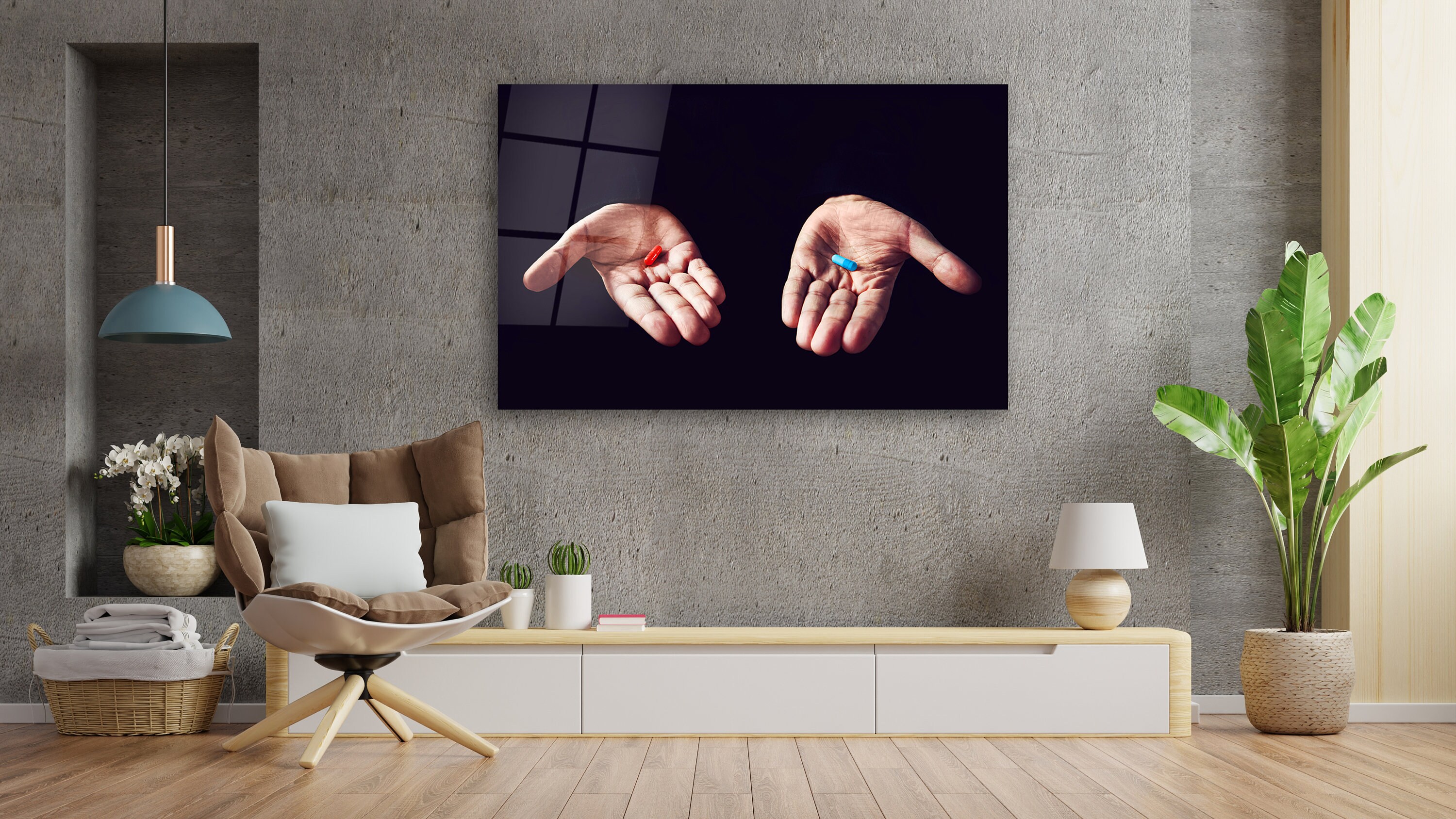 Matrix Glass Wall Hanging the Matrix Wall Art Red or Blue - Etsy