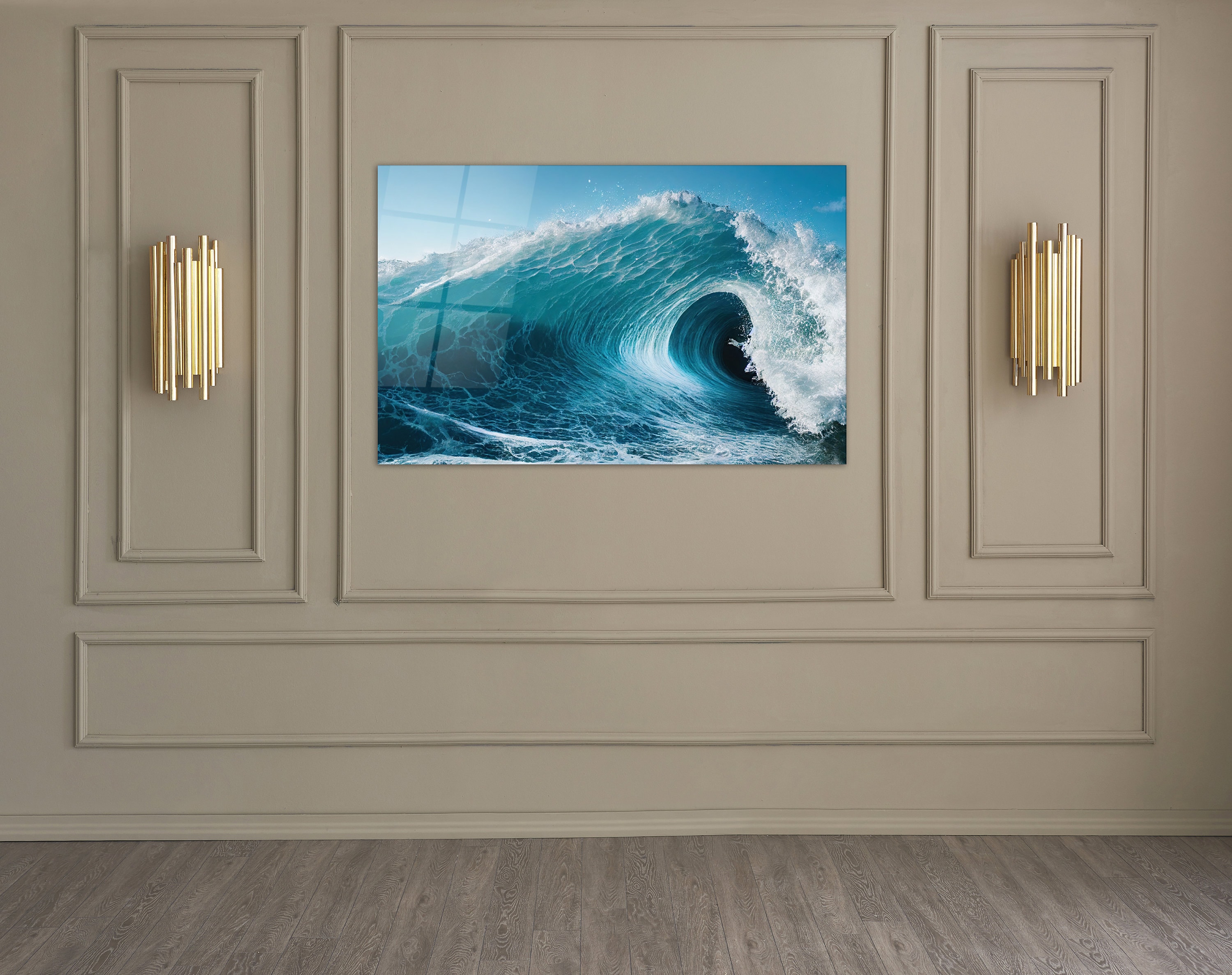Ocean Wave Glass Wall Art, Sea Wave Wall Hanging on Tempared Glass ...