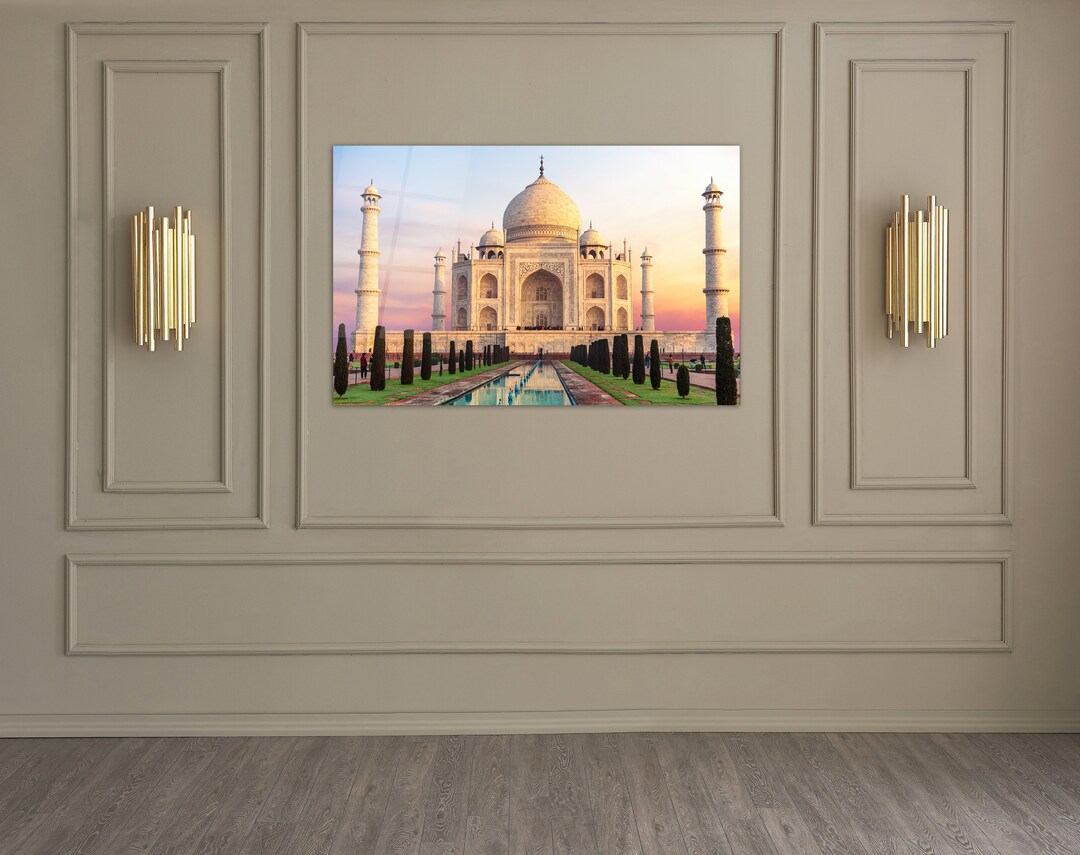 Taj Mahal Glass Wall Art, Indian Architecture Wall Hanging, Historical ...