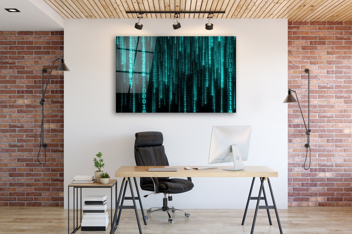 Matrix Wall Art on Tempered Glass, Matrix Wall Hanging, Abstract Wall ...
