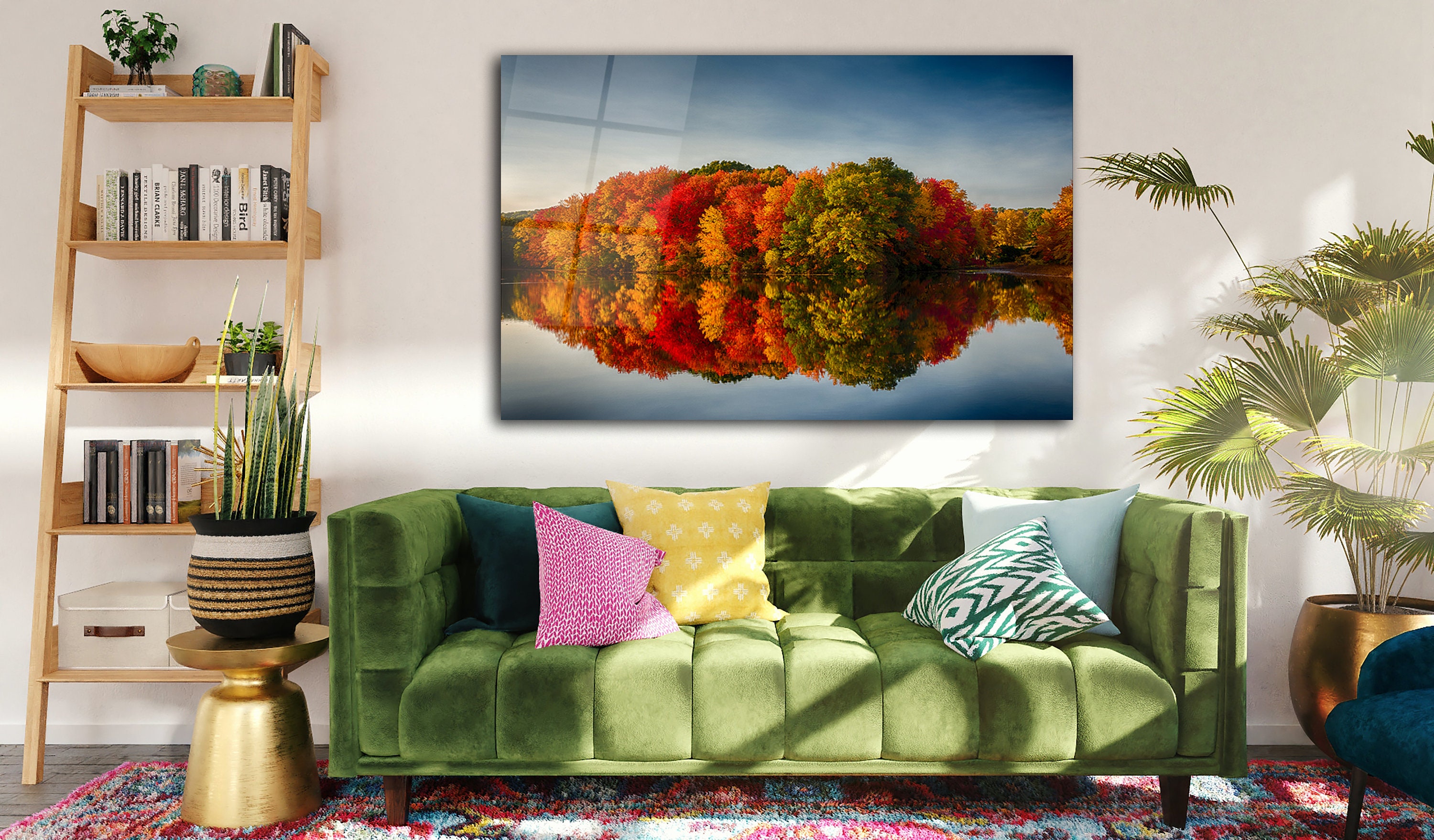 Fall Scenery Wall Art, Glass Wall Art Nature, Autoumn Wall Hanging ...
