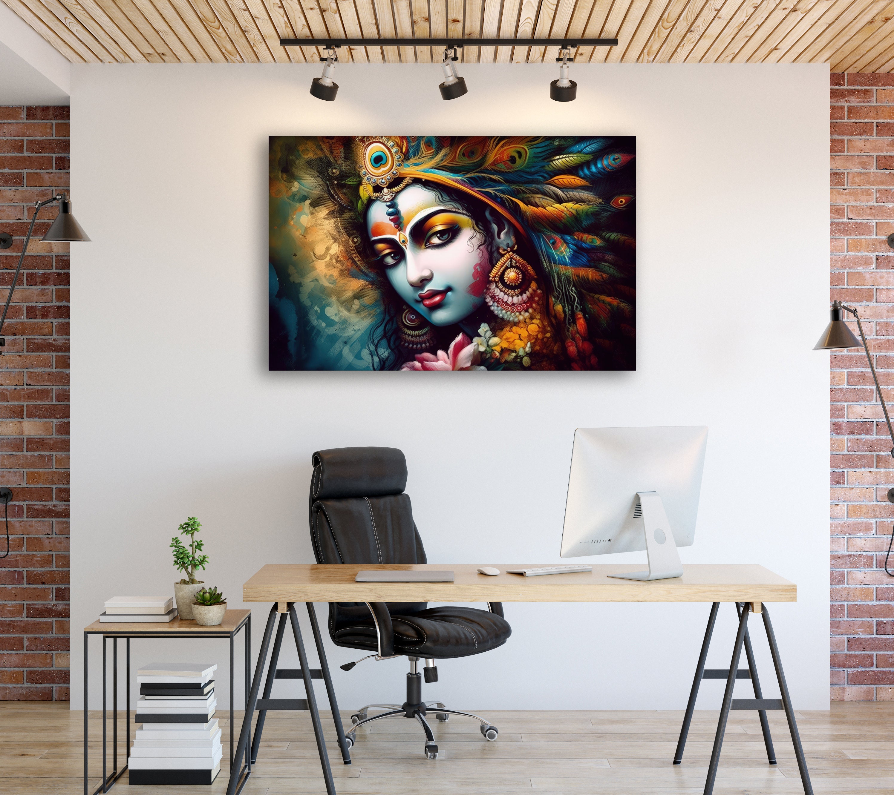 Lord Krishna Glass Wall Art, Indian God Glass Wall Art, Hinduism God ...