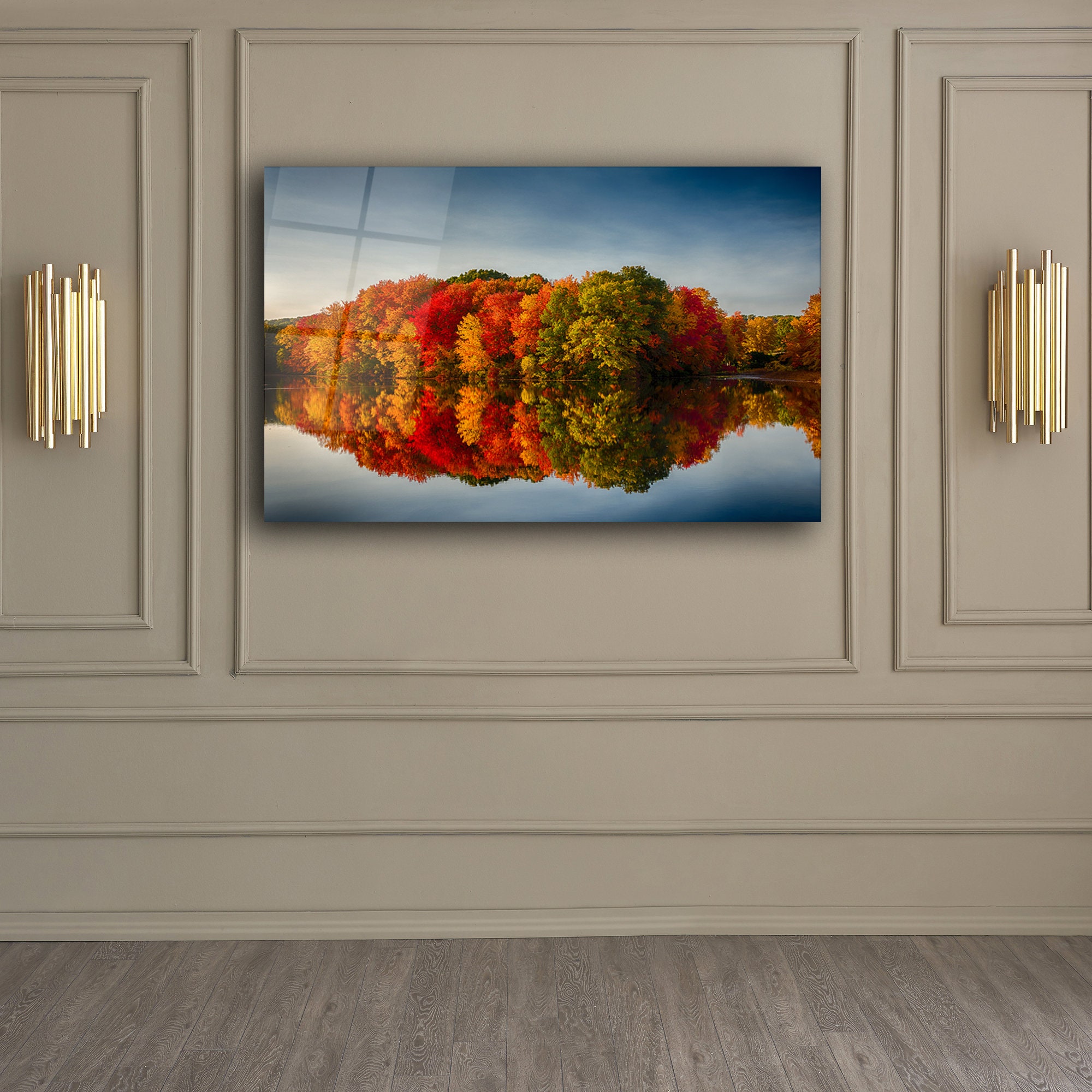 Fall Scenery Wall Art, Glass Wall Art Nature, Autoumn Wall Hanging ...