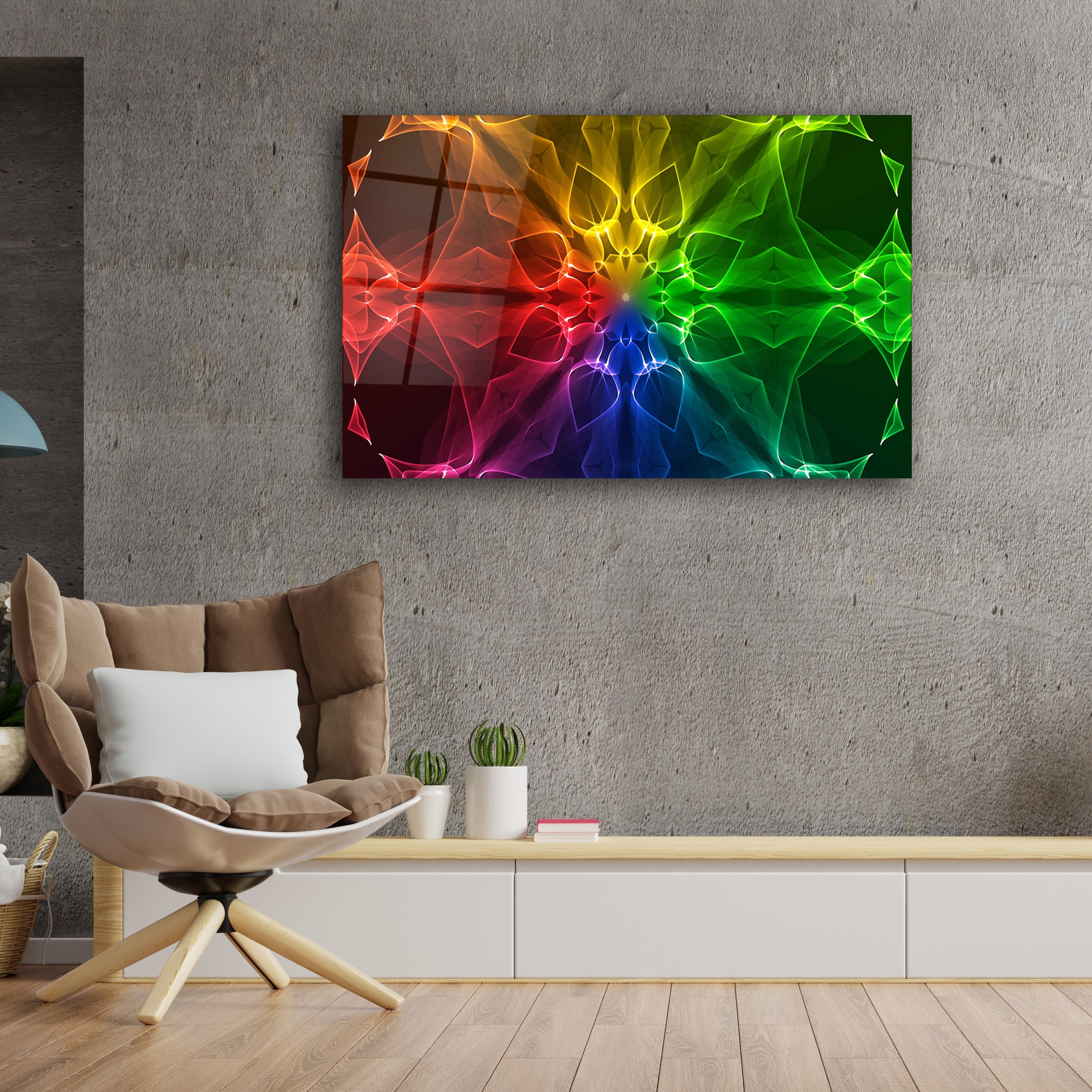 Chakra Wall Hanging, Mandala Glass Wall Art, Chakra Colors Wall Hanging ...