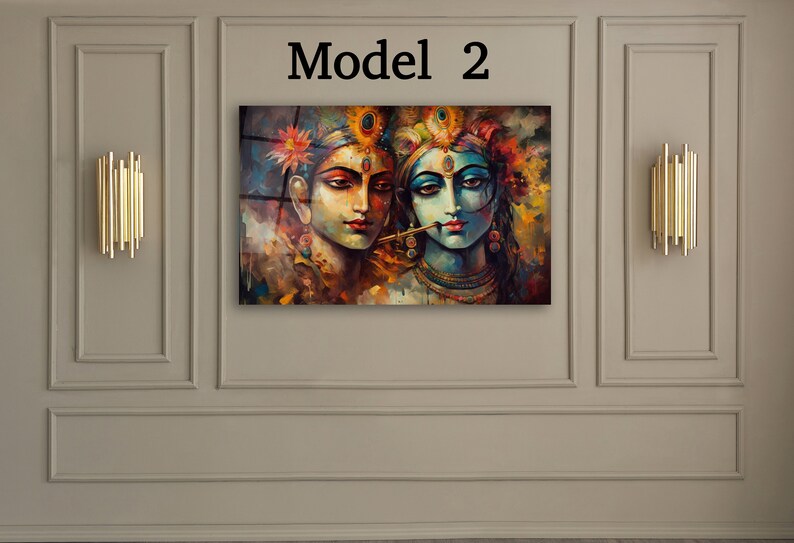 Lord Krishna Glass Wall Art, Indian God Glass Wall Art, Hinduism God ...