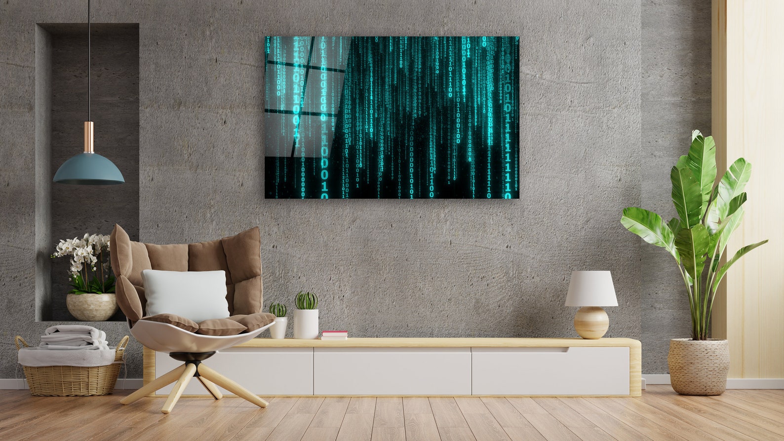 Matrix Wall Art on Tempered Glass, Matrix Wall Hanging, Abstract Wall ...