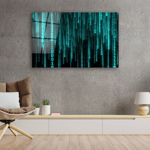 Matrix Wall Art on Tempered Glass, Matrix Wall Hanging, Abstract Wall ...