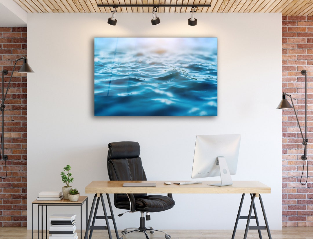 Ocean Glass Wall Art, Sea Wal Hanging, Large Glass Wall Art, Sea Wave ...