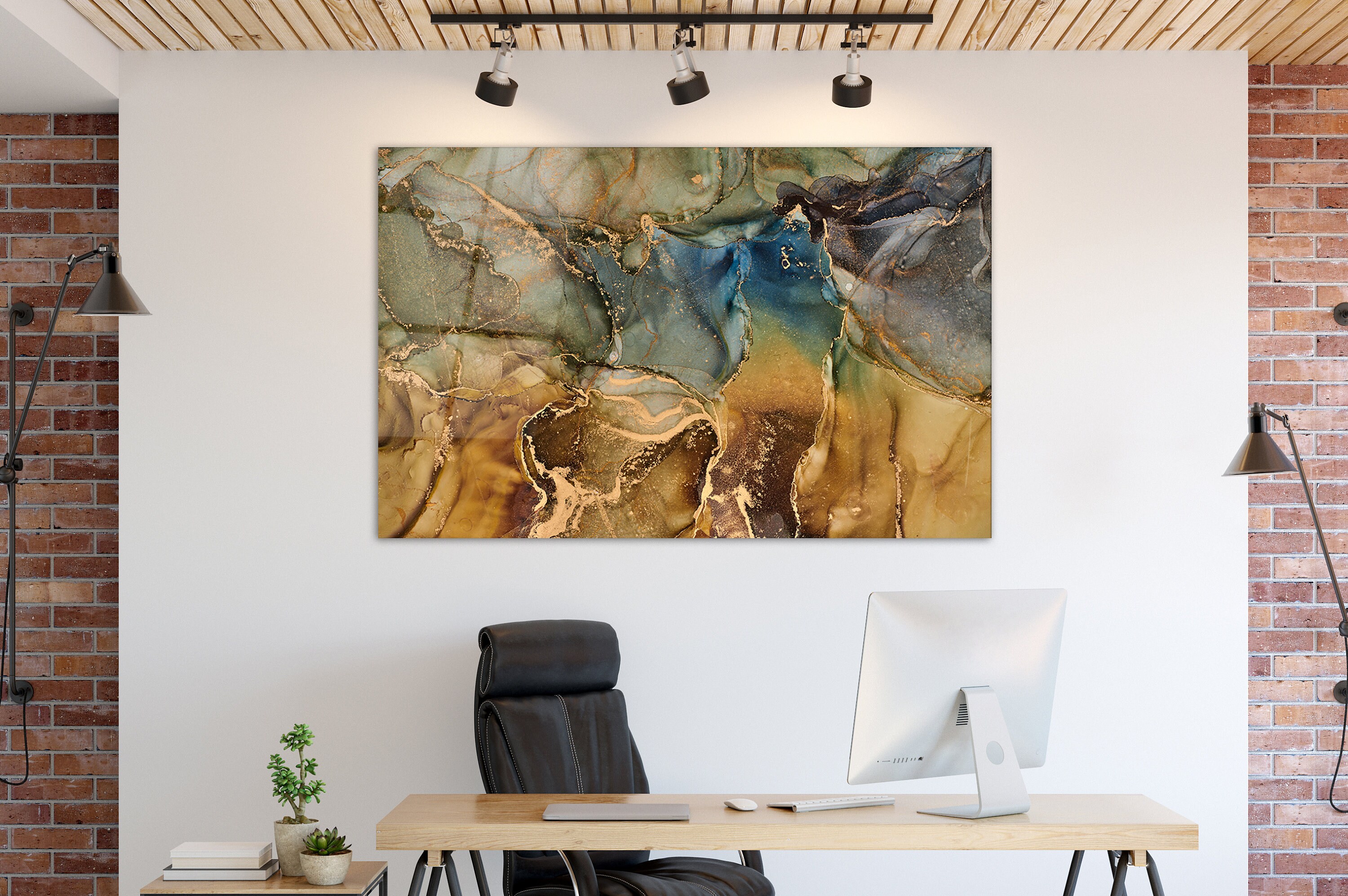 Abstract Glass Wall Art, Large Wall Art, Cream Theme Wall Hanging ...