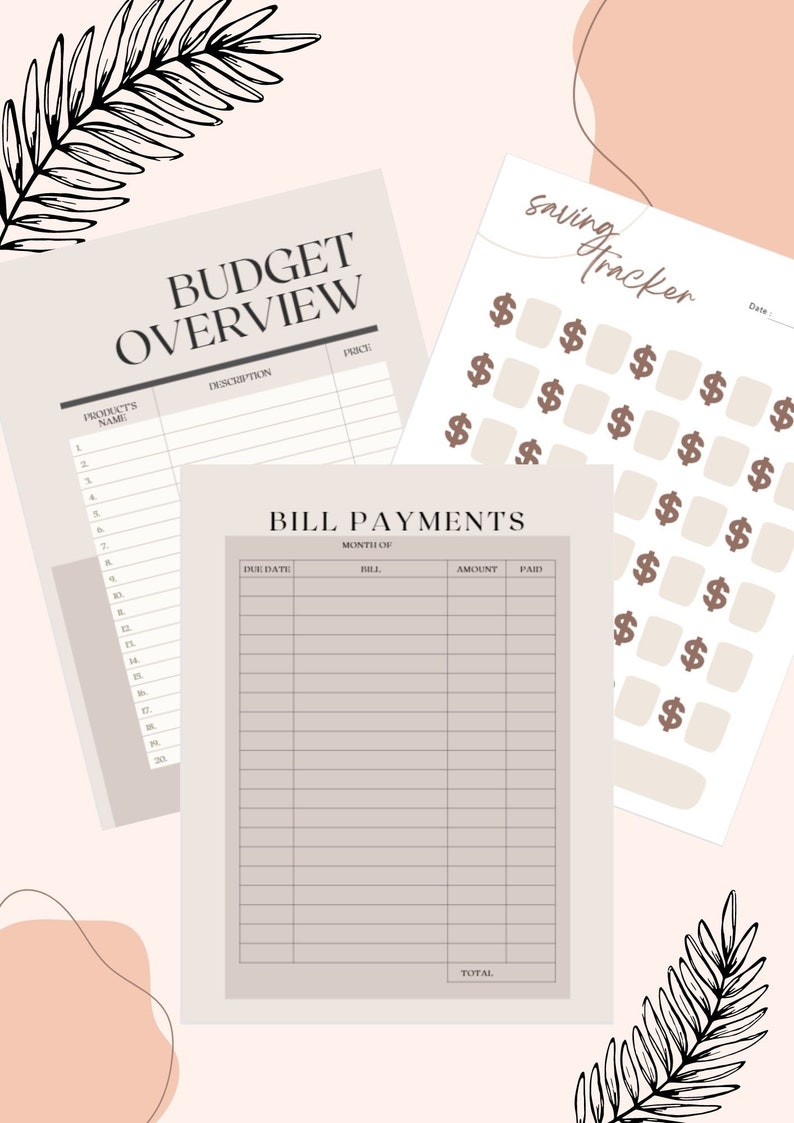 Monthly Bill Tracker, Bill Payment Tracker, Saving Tracker, Printable ...