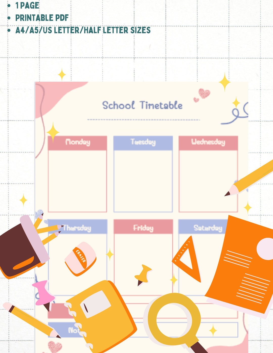 Printable School/subject Schedule | Simple Kids School & Activity ...