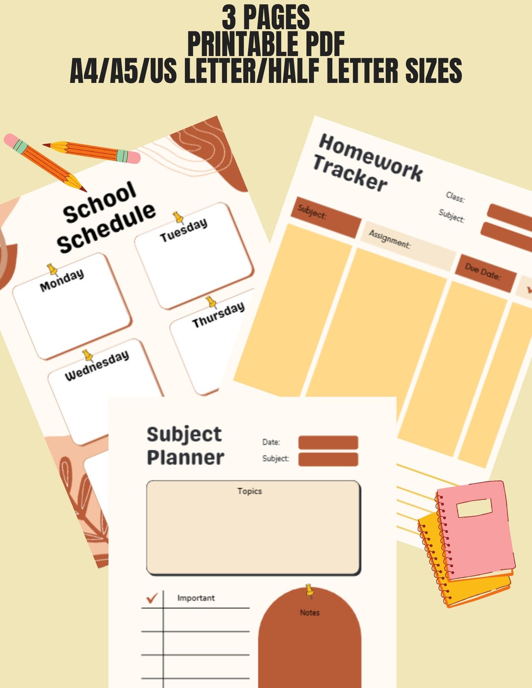 Printable School/subject Schedule Simple Kids School & Activity Planner ...
