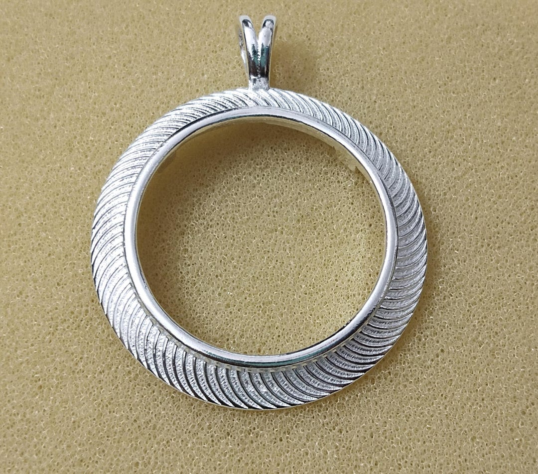 925 Sterling Silver Round Bezel Pendant Blank - Coin Connector - Etsy